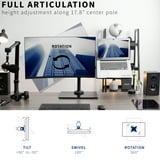 VIVO Dual Mount Adjustable Height Computer Screen Desk Stand with Glass ...