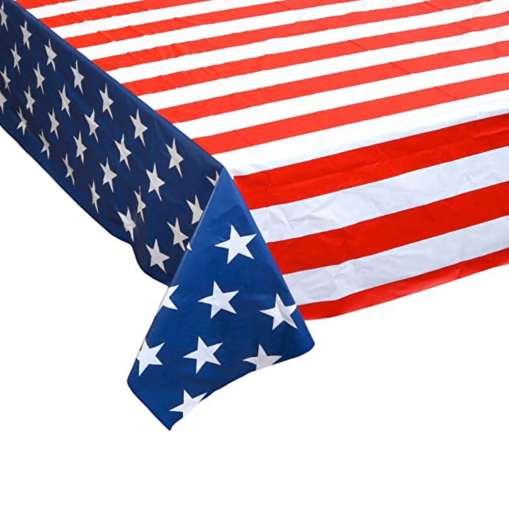 3 Pieces 4th of July American Flag Tablecloth, Plastic Stars and ...