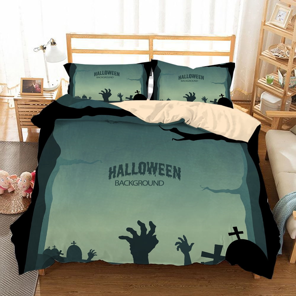 3D Comforter Cover Set Blue Luxury Halloween Textiles Pumpkin Lanterns ...