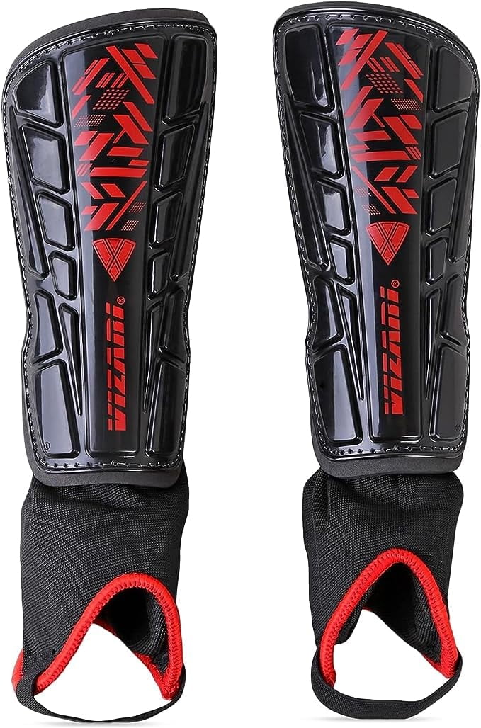 Espinillera de fútbol Vizari Malaga negro/roja para niños de 8 a 10 años | Bodega Aurrera en línea