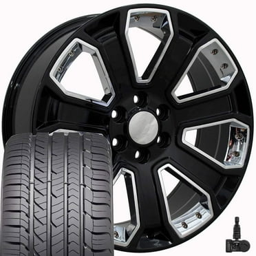 22 inch Black 5922 OE Wheels & Goodyear Tires Fits GM Trucks High ...