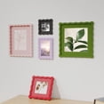 6x6 Picture Frame with Mat for 4x4, Wavy Edge Wooden Real Glass Photo ...