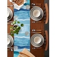 Abstract Table Runner Dresser Scarf Ocean Themed Wave Ombre Stripes ...