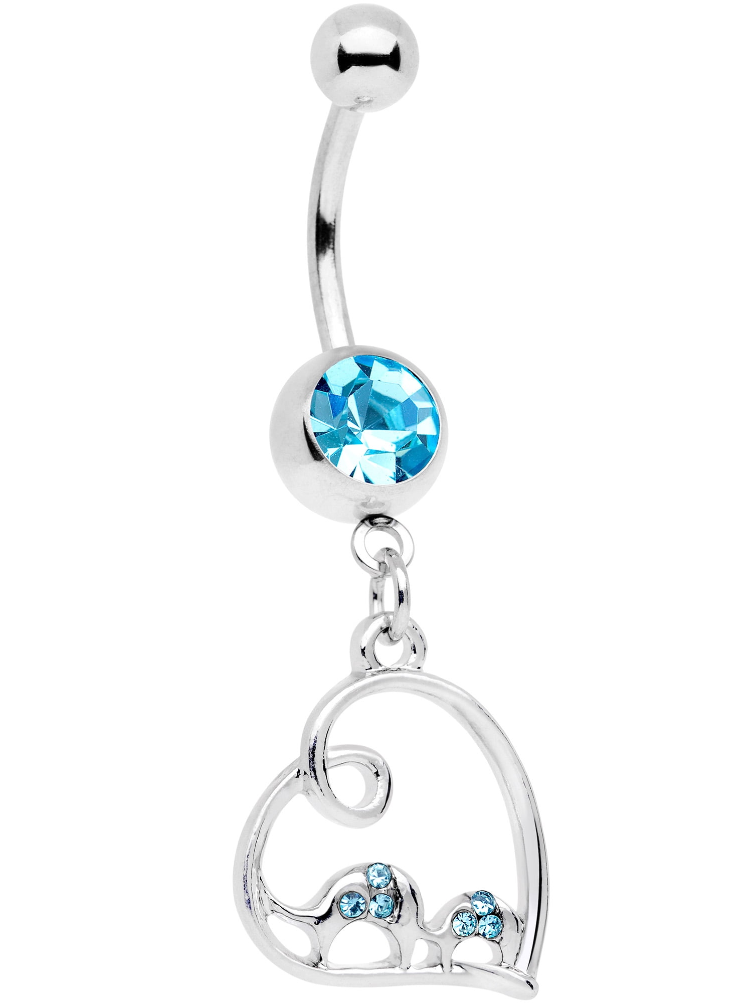 Body Candy 14G 316L Steel Navel Ring Piercing Blue Heart Elephant Belly ...