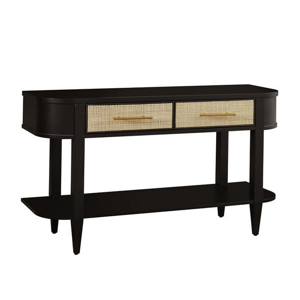 Contemporary Black Oak and Natural Cane Console Table - Walmart.com