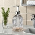 Glass Soap Dispenser - Refillable Glass Bottle, Vertical Stripe Design ...