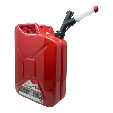 Midwest Can Company 5-Gallon Metal Gas Can with Quick Flow Spout, Red ...