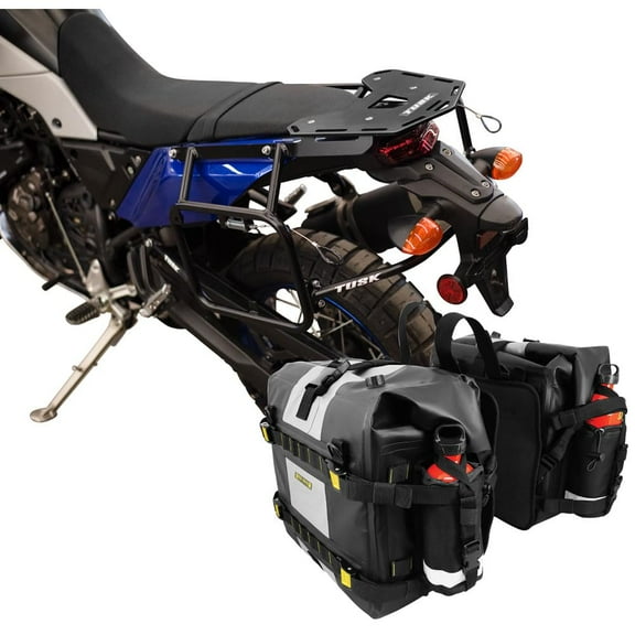 TUSK Pannier Racks with Nelson Rigg Hurricane Dry Saddlebags Black for ...