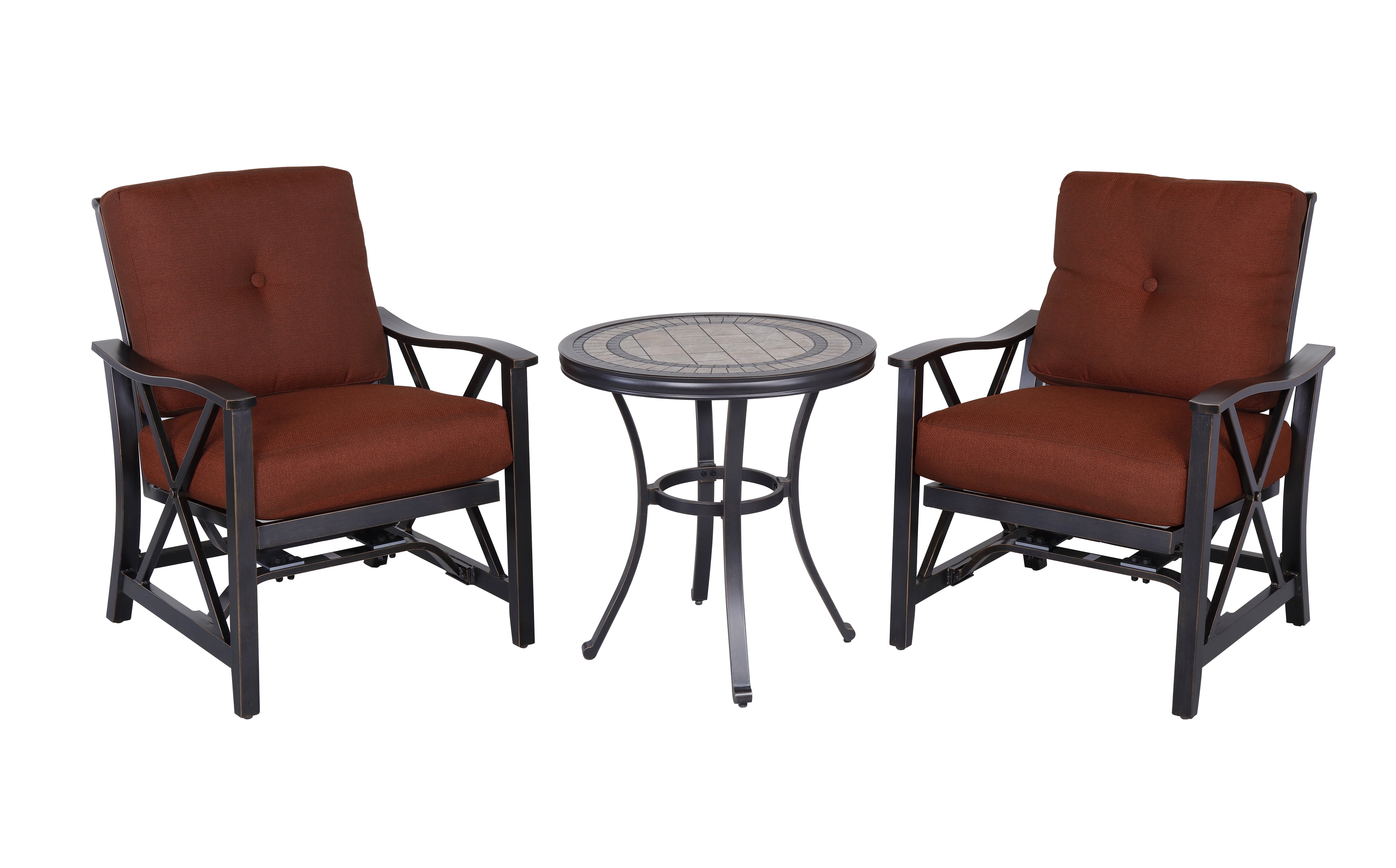 3 Piece Patio Dining Set Outdoor Furniture, Alum Rocking Chair Cushion ...