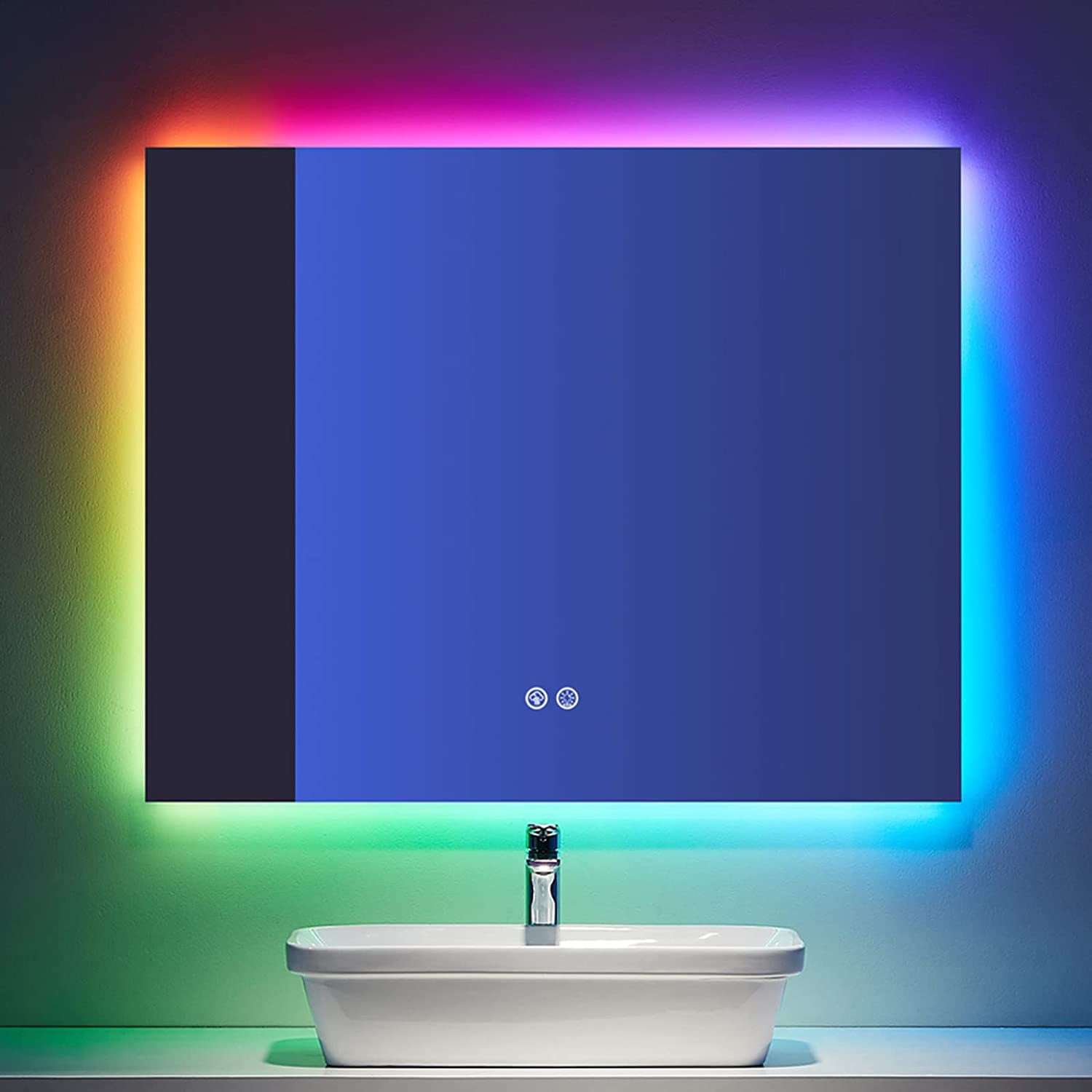 40 x 32 Inch LED Bathroom Mirror RGB Color Changing Mirror with ...