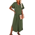 asdoklhq Plus Size Loose Dress Semi Formal Casual V-Neck Maxi Dress ...