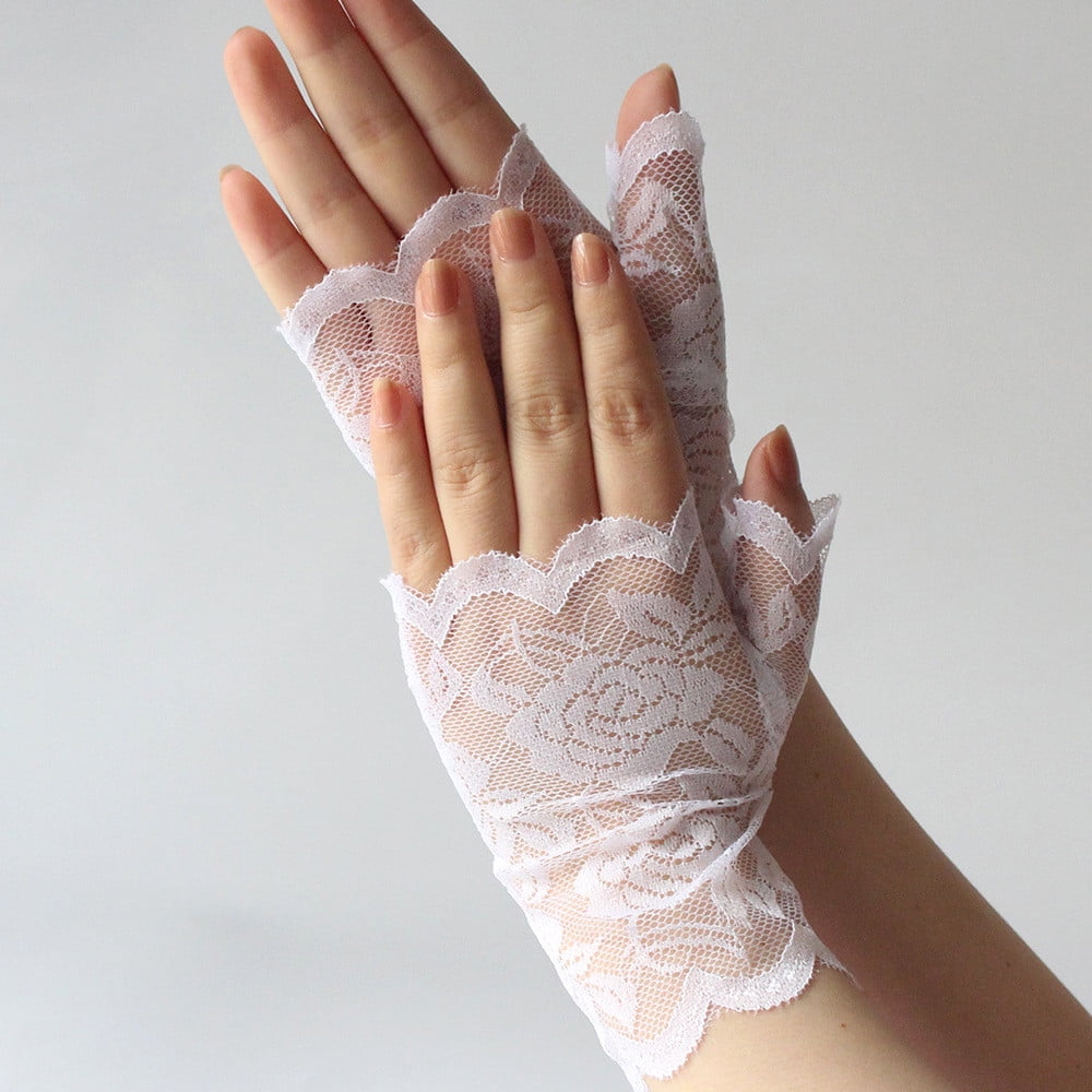 Women's Lace Gloves White Lace Gloves For Women - Elegant Floral ...