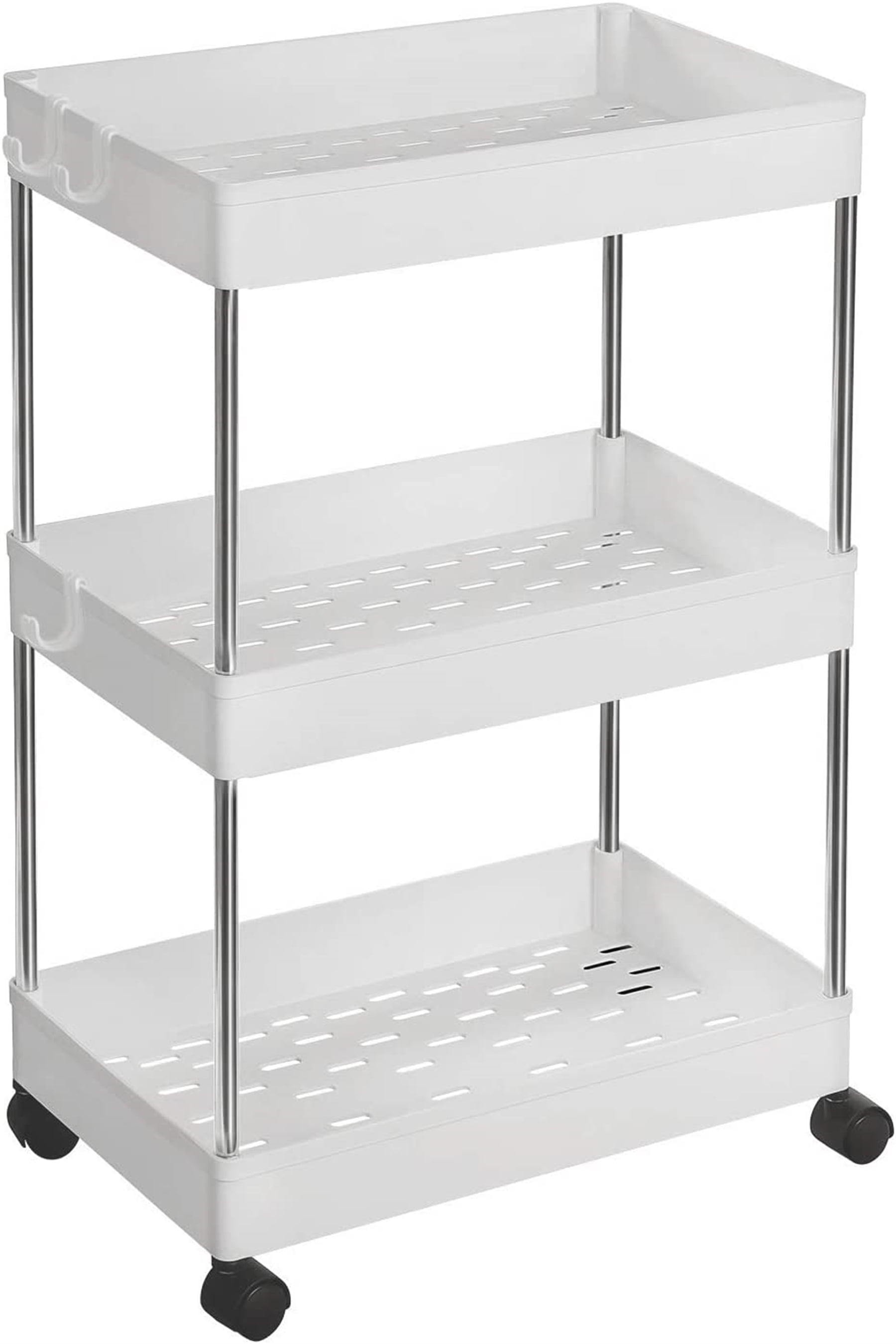 3-Tier Rolling Cart, Storage Cart with Wheels, Space-Saving Rolling ...