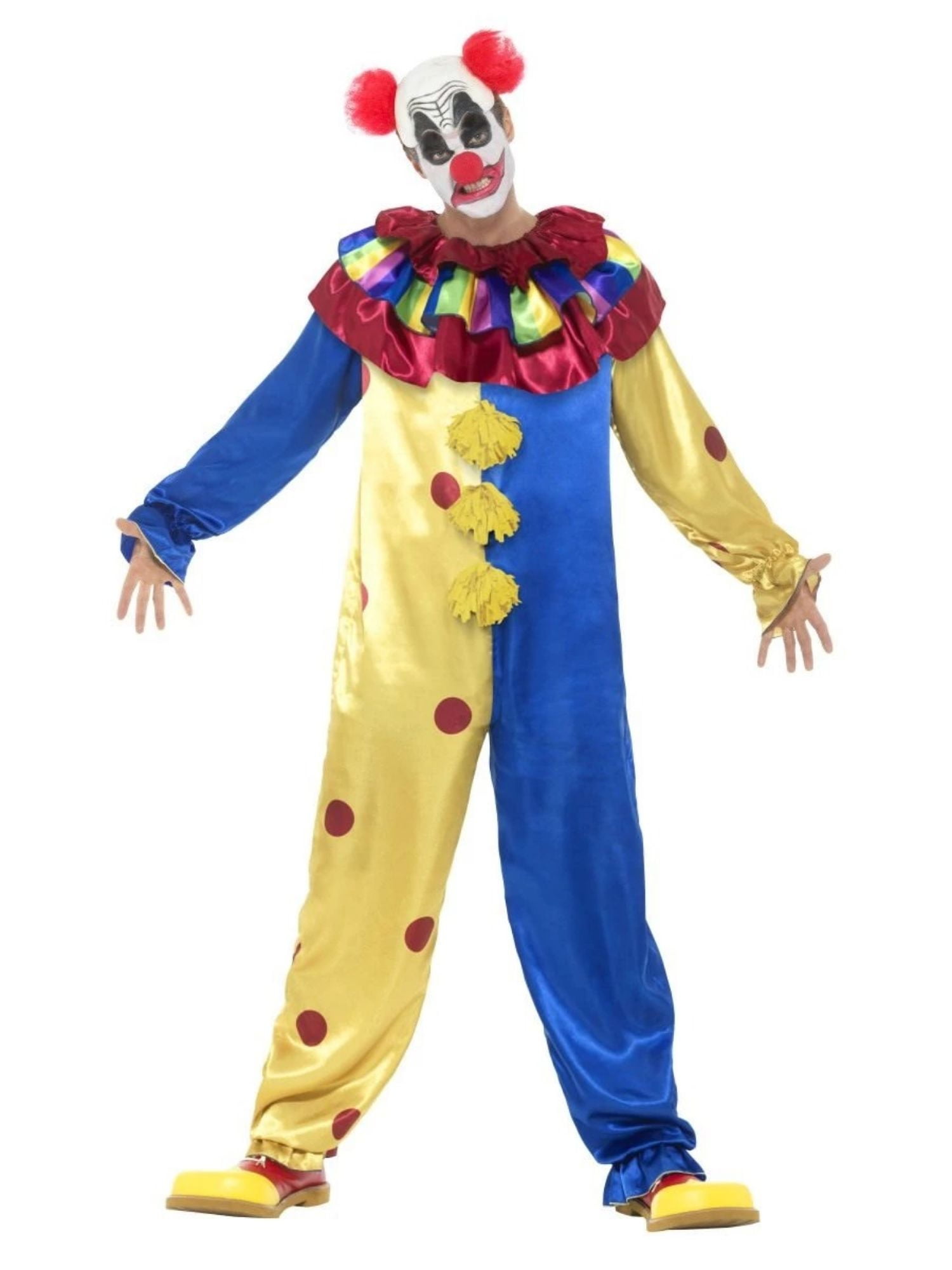 41" Yellow and Blue Goosebumps Clown Men Large Fancy Dress Halloween ...