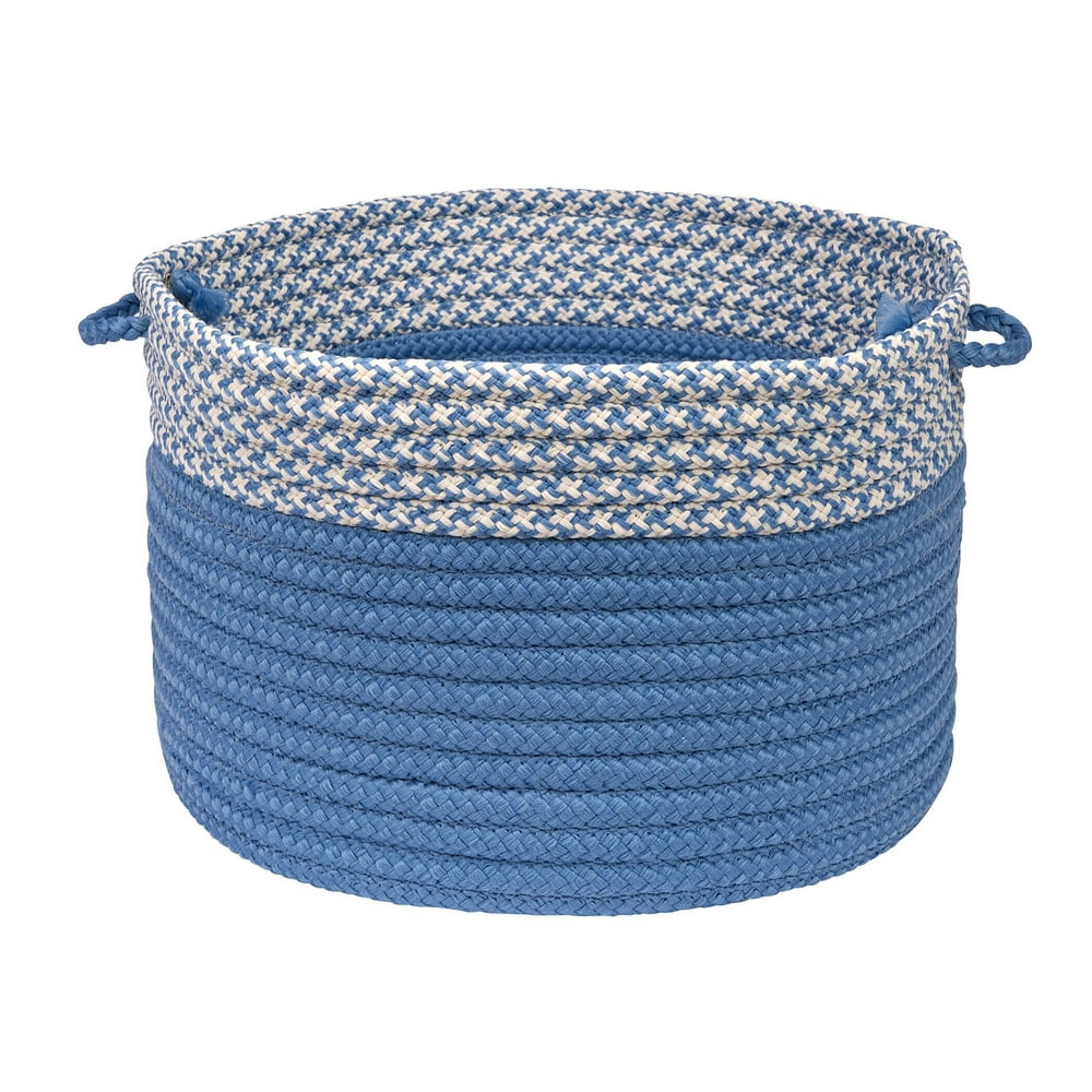 18" Steel Blue and White Round Handmade Braided Basket - Walmart.com ...
