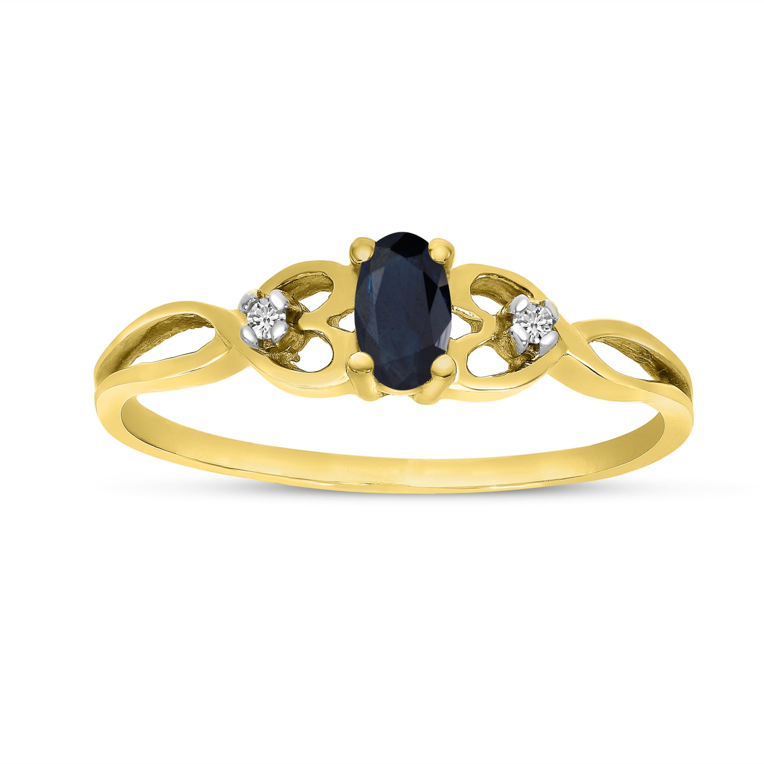 10k Yellow Gold Oval Sapphire And Diamond Ring - Walmart.com