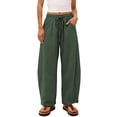 Lyrcatrment Pants for Women Drawstring Elastic Waisted Curved Leg Pull ...