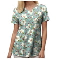 felwors Print Scrub Tops Women Floral Scrubs V Neck Short Sleeve ...