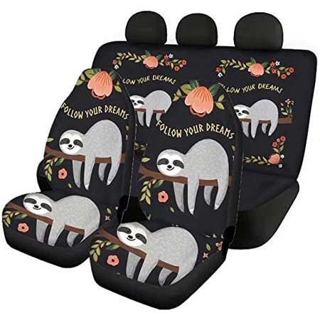 Funny Sloth Print s+Rear Backrest Cover + Rear Bottom Bench Cover s ...