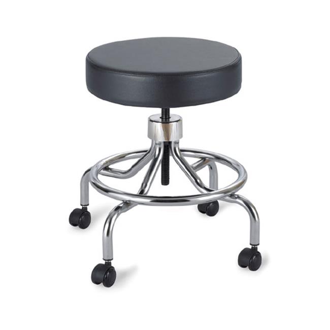 Safco Lab Stool-Manual Low Base in Black - Vinyl Upholstered Rolling ...