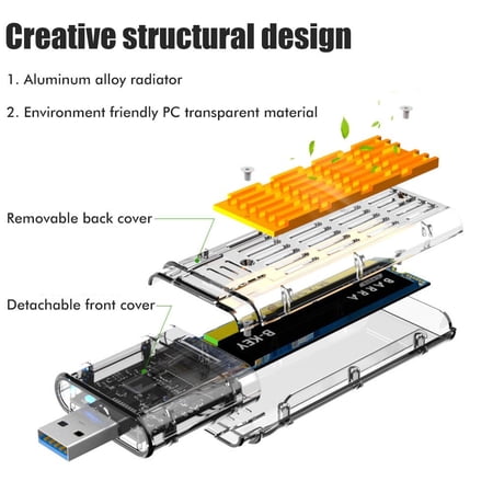 Transparent TYPEC Gen1 SSD Enclosure Gen1 SSD Enclosure M.2 NGFF Solid ...