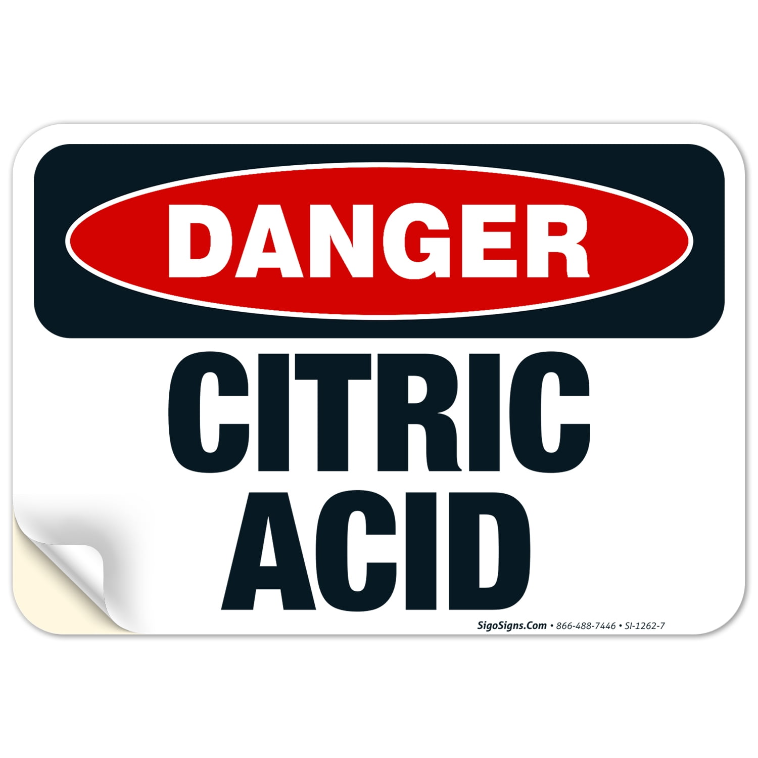 Danger Citric Acid Sign, OSHA Danger Sign, 10x7 Vinyl Sticker - Walmart.com