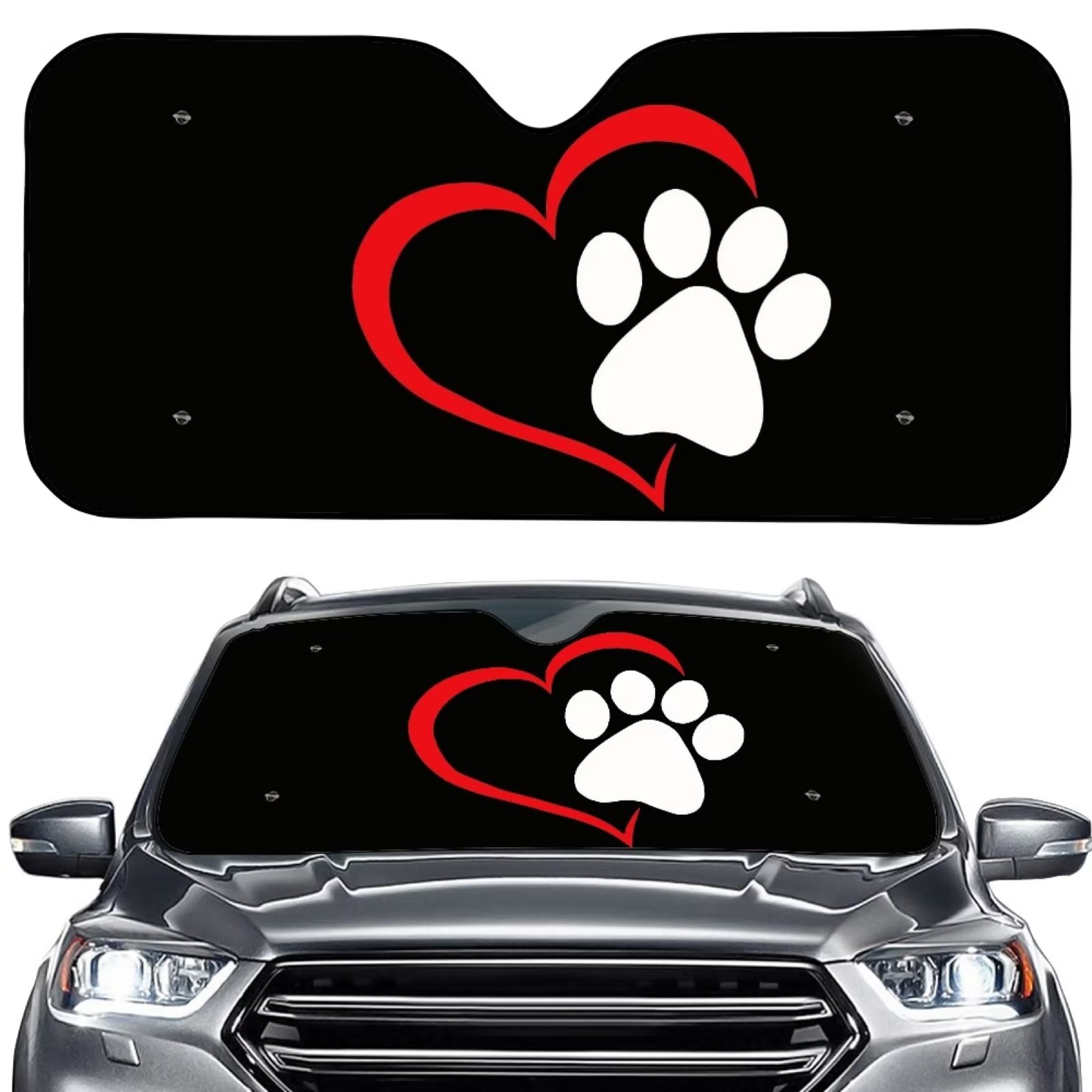 NETILGEN Heart White Cat Paw Print Car Sun Shade UV Ray and Heat ...