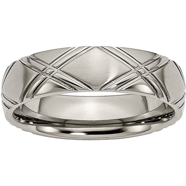 Titanium Criss-cross Design 6mm Brushed and Polished Band - Walmart.com