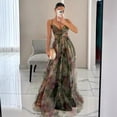 2026 New European and American Style Women's Green Floral Tulle Maxi ...