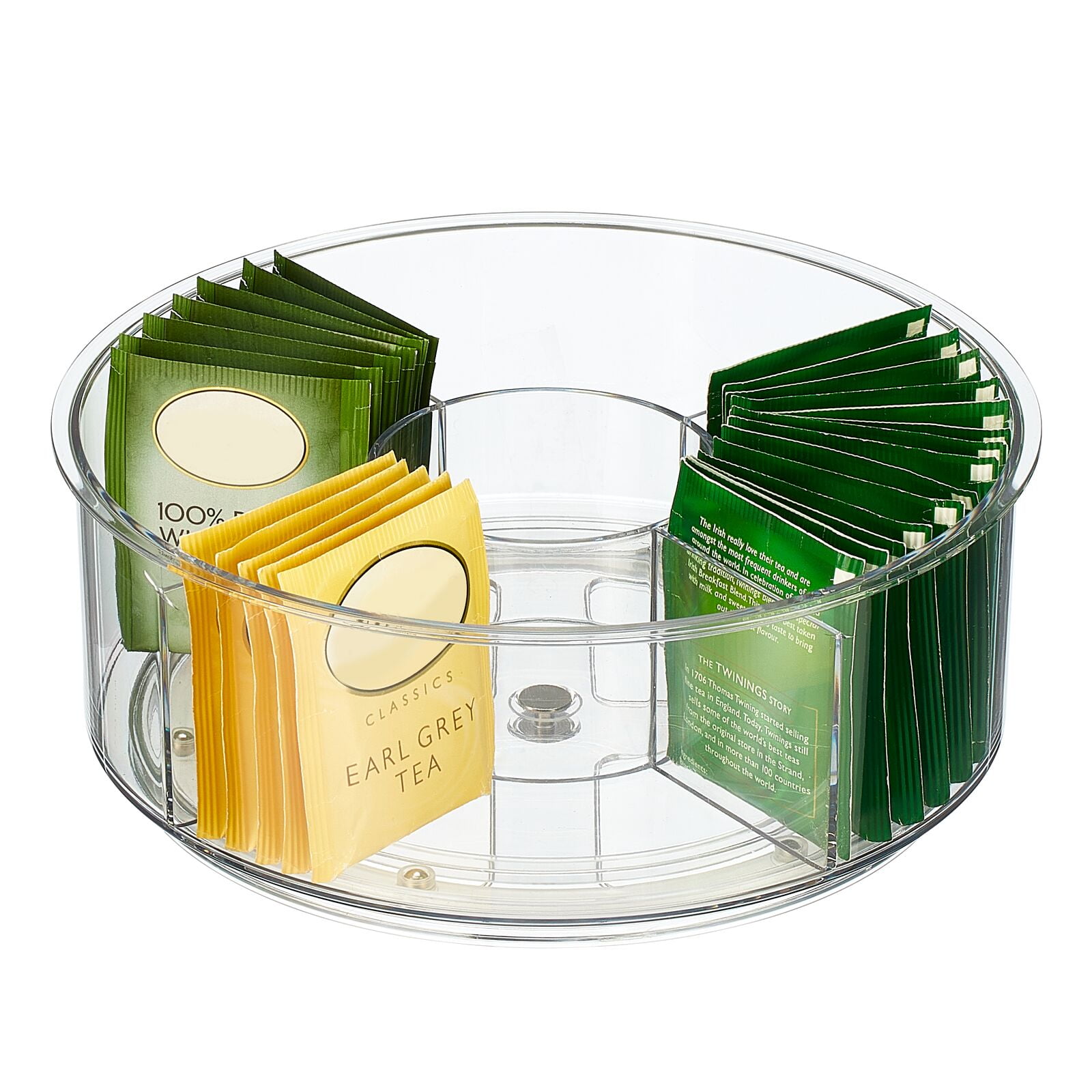 mDesign Lazy Susan Turntable Divided Plastic Spinner for Kitchen Pantry ...