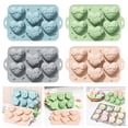 6 Cavity Heart Shape Silicone Baking Tray Cake Moulds Dessert Mold for ...