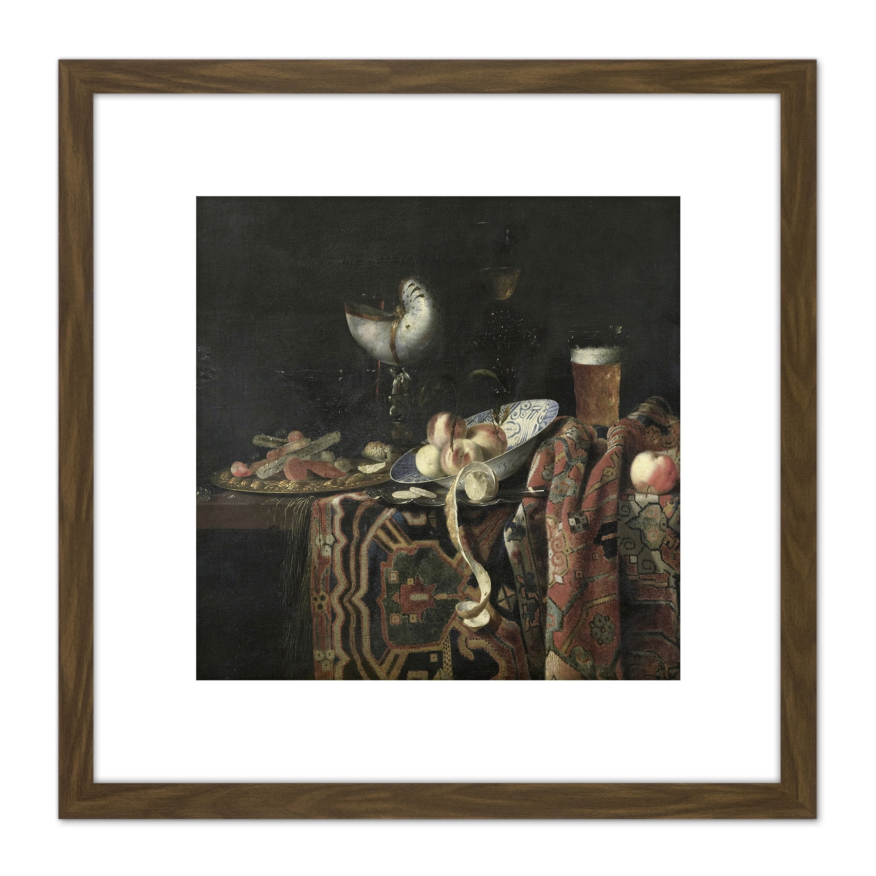 Georg Hainz Still Life Apple Beer Painting 8X8 Inch Square Wooden ...