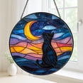 Black Cat Night Scene Stained Glass Window Hanging – Decorative Art ...