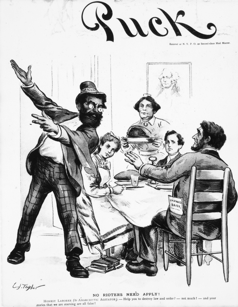 Cartoon Anarchist 1893 NNo Rioters Need Apply Honest Laborer (To ...