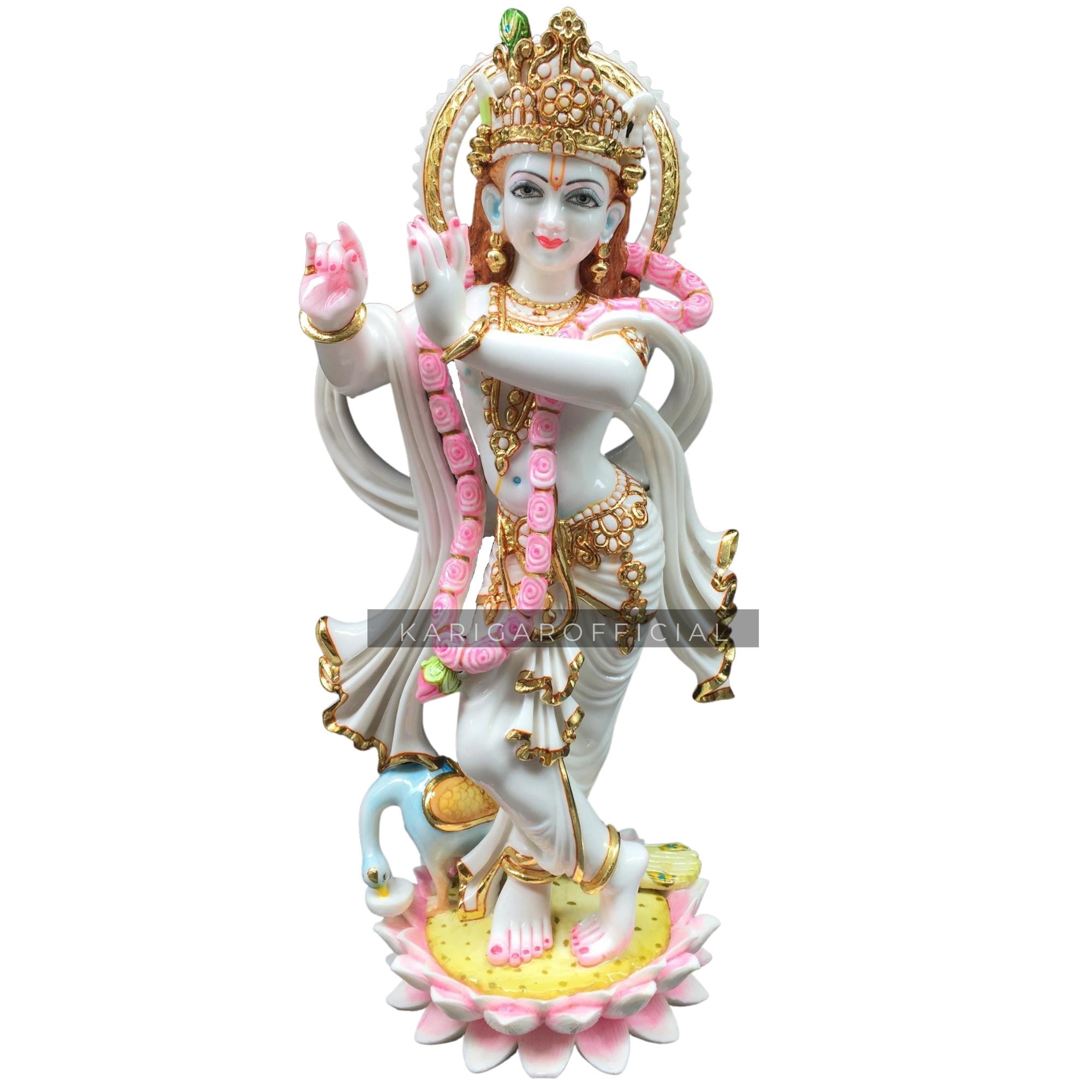 Krishna Statue Murti Large 24 inches Krishna Idol White Gold Pink ...