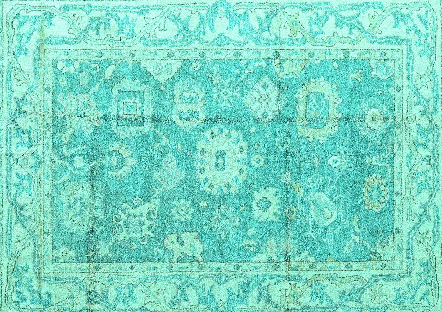 Ahgly Company Machine Washable Indoor Rectangle Abstract Turquoise Blue ...