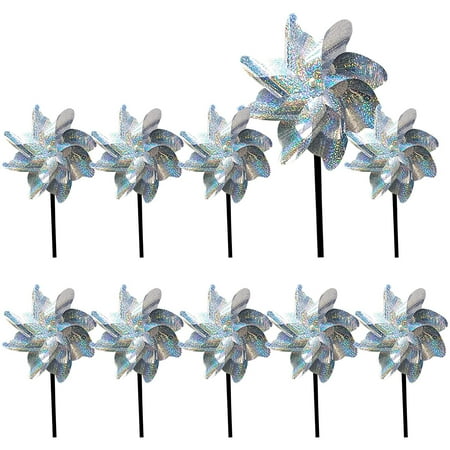 Reflective Pinwheels with Stakes, Sparkly Silver Spinners Bird ...