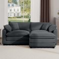 Corduroy Two-Seater Sofa with 1 Footrest, L-Shaped 2-Seater Sofa with ...