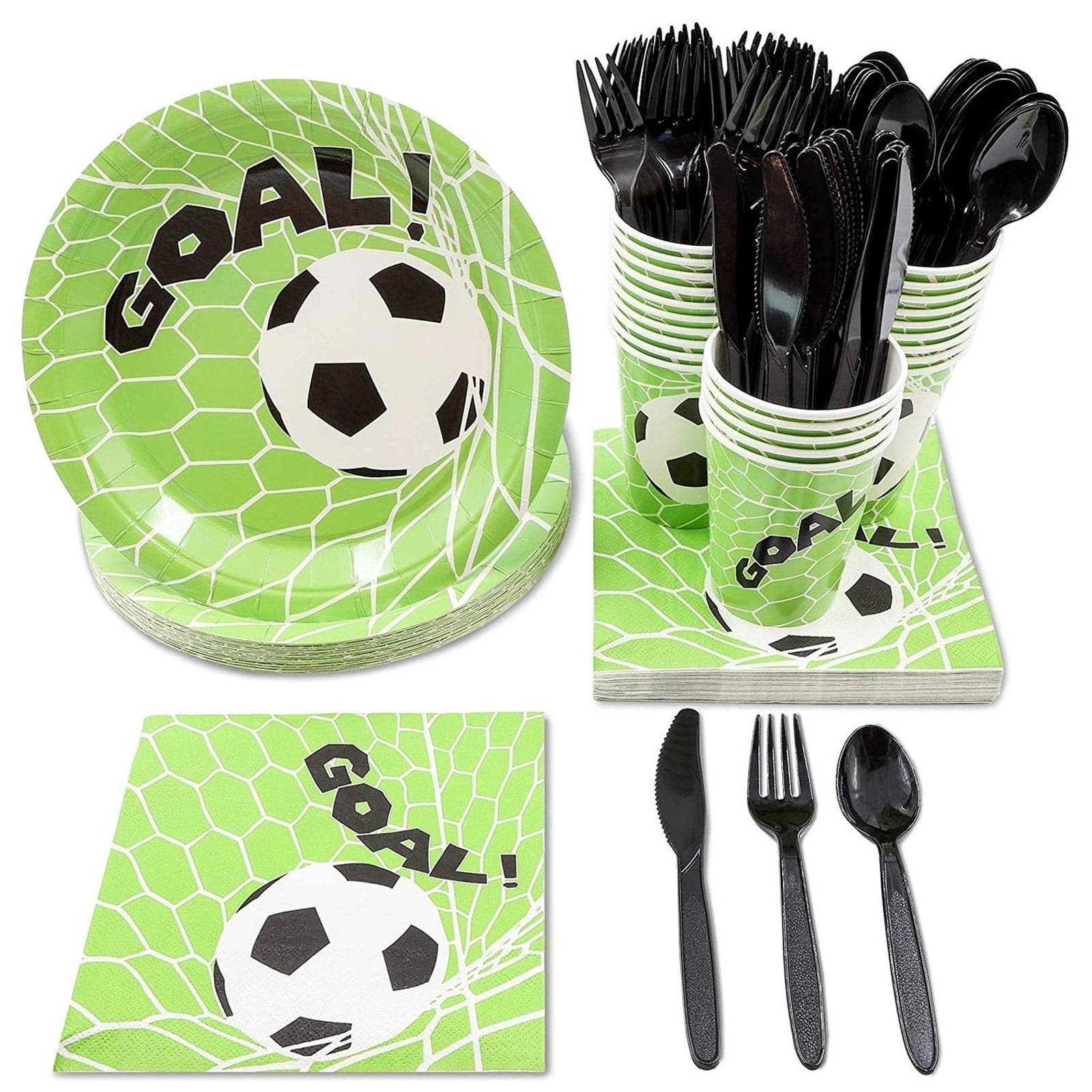 144-Piece Soccer Themed Birthday Party Supplies, Bundle Includes Paper ...