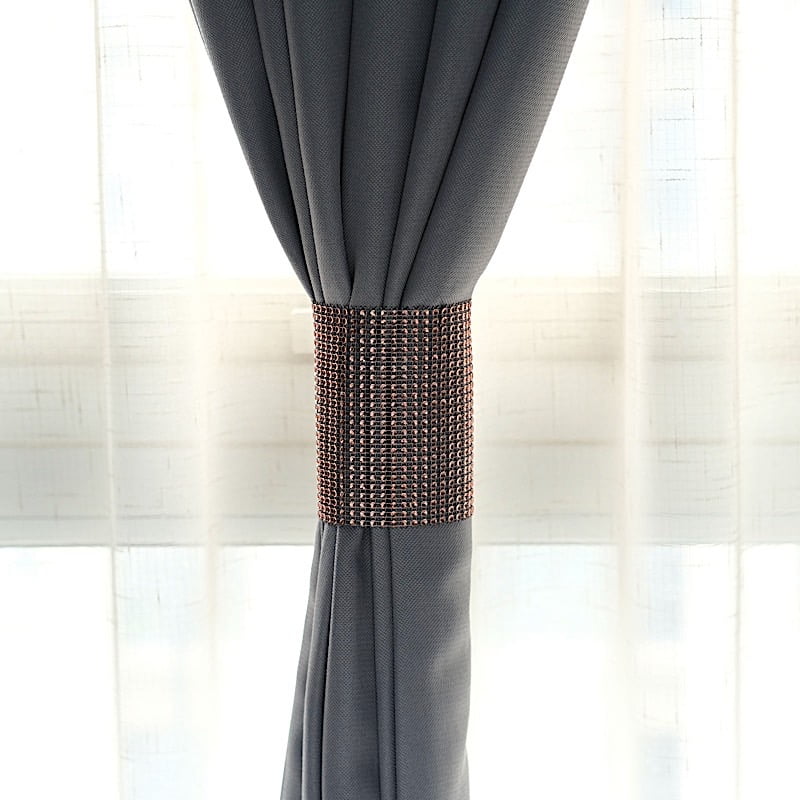 BalsaCircle 4 Rose Gold Rhinestone Mesh Velcro Curtain Tie Backs ...