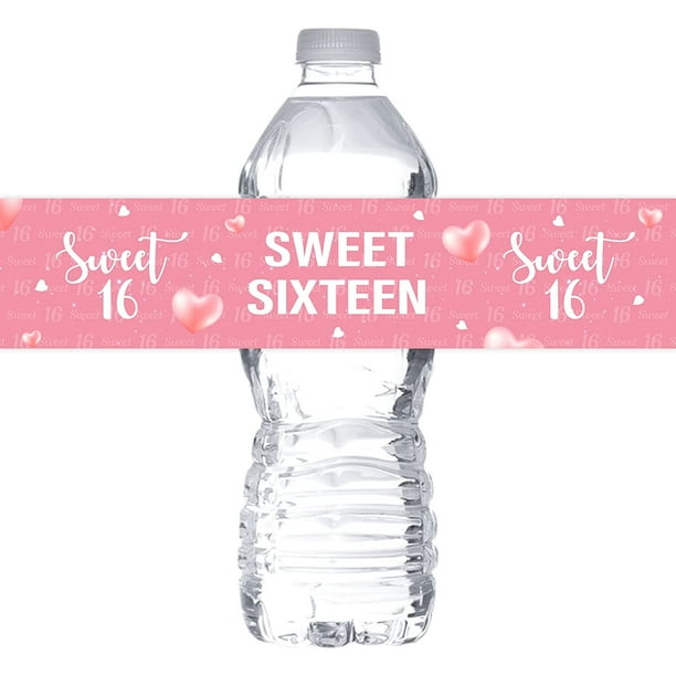 MonMon & craft Pink Sweet Sixteen Water Bottle Labels Stickers for ...