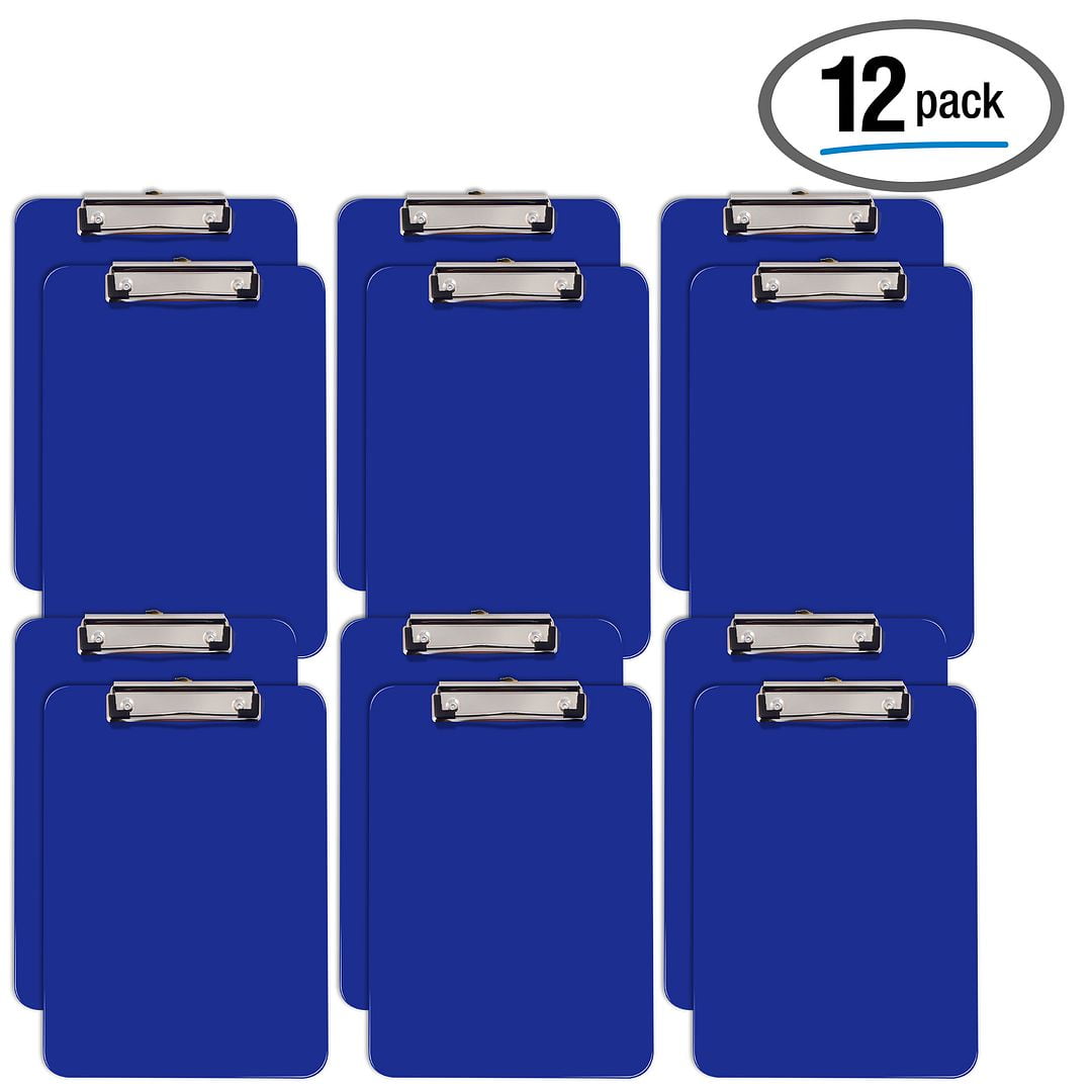 Blue Plastic Clipboards, 12 Pack, Durable, 12.5 x 9 Inch, Low Profile ...