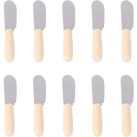 10pcs Cheese Spreaders with Wood Handle Stainless Steel Butter Spreader ...