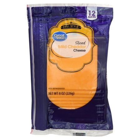 Great Value Sliced Mild Cheddar Cheese, 8 oz - Walmart.com