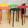 Stackable White Plastic Round Stool with 8-Color Holes, Steel Tube Base ...