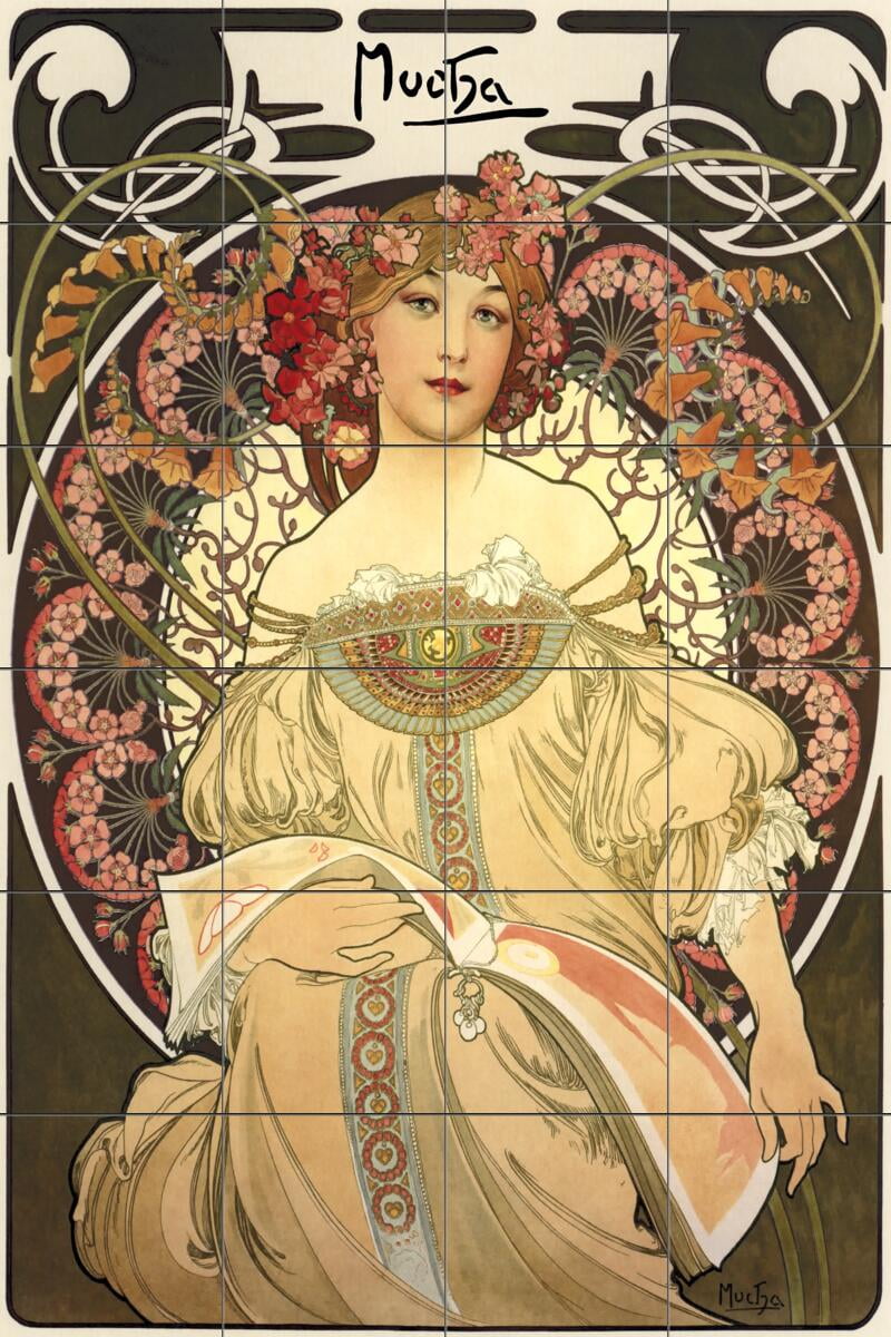 Tile Mural Kitchen Backsplash - Reverie - by Alphonse Mucha - Walmart.com