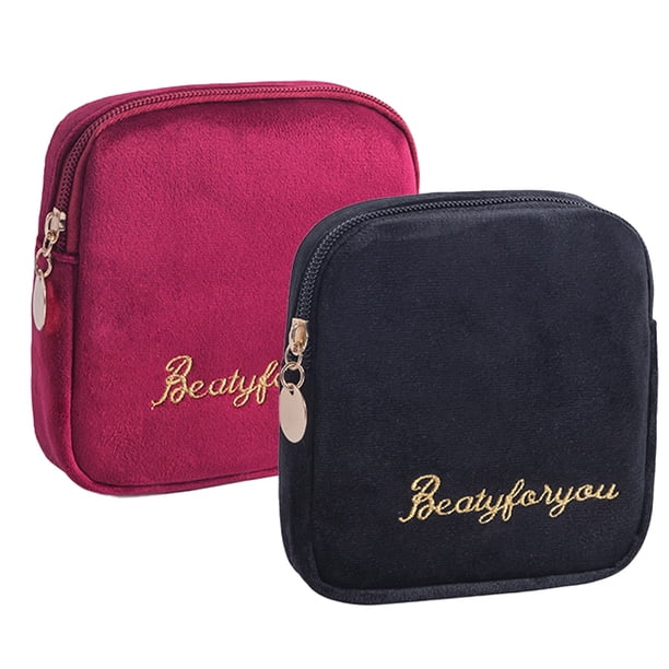 2 Pieces Tampon organizer bag Plush cloth organizer bag Portable tampon ...