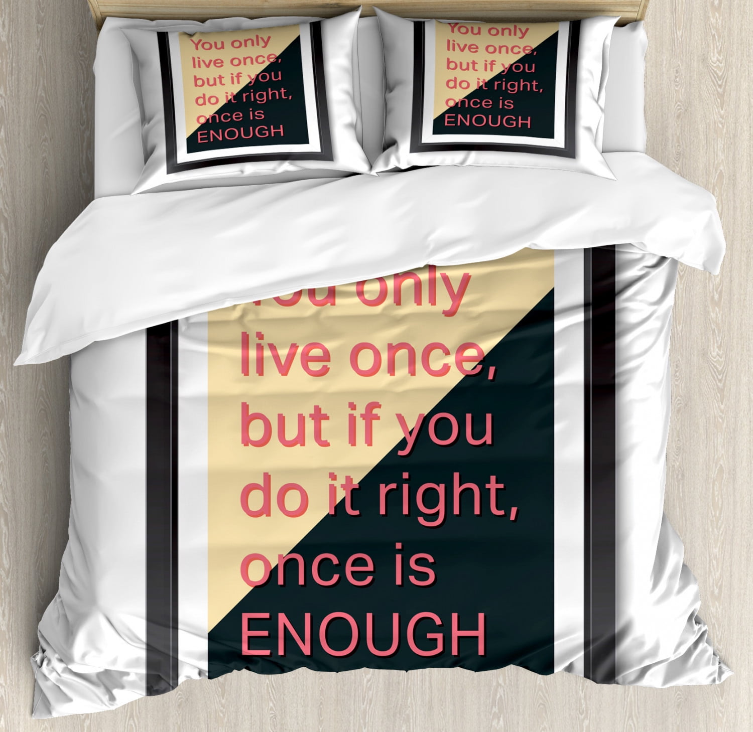YOLO King Size Duvet Cover Set, Motivational Poster Design with a Quote ...