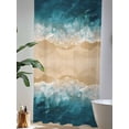 Blue Ocean Sheer Curtains 108 Inch Long 1 Panel Beach Wave Pattern ...
