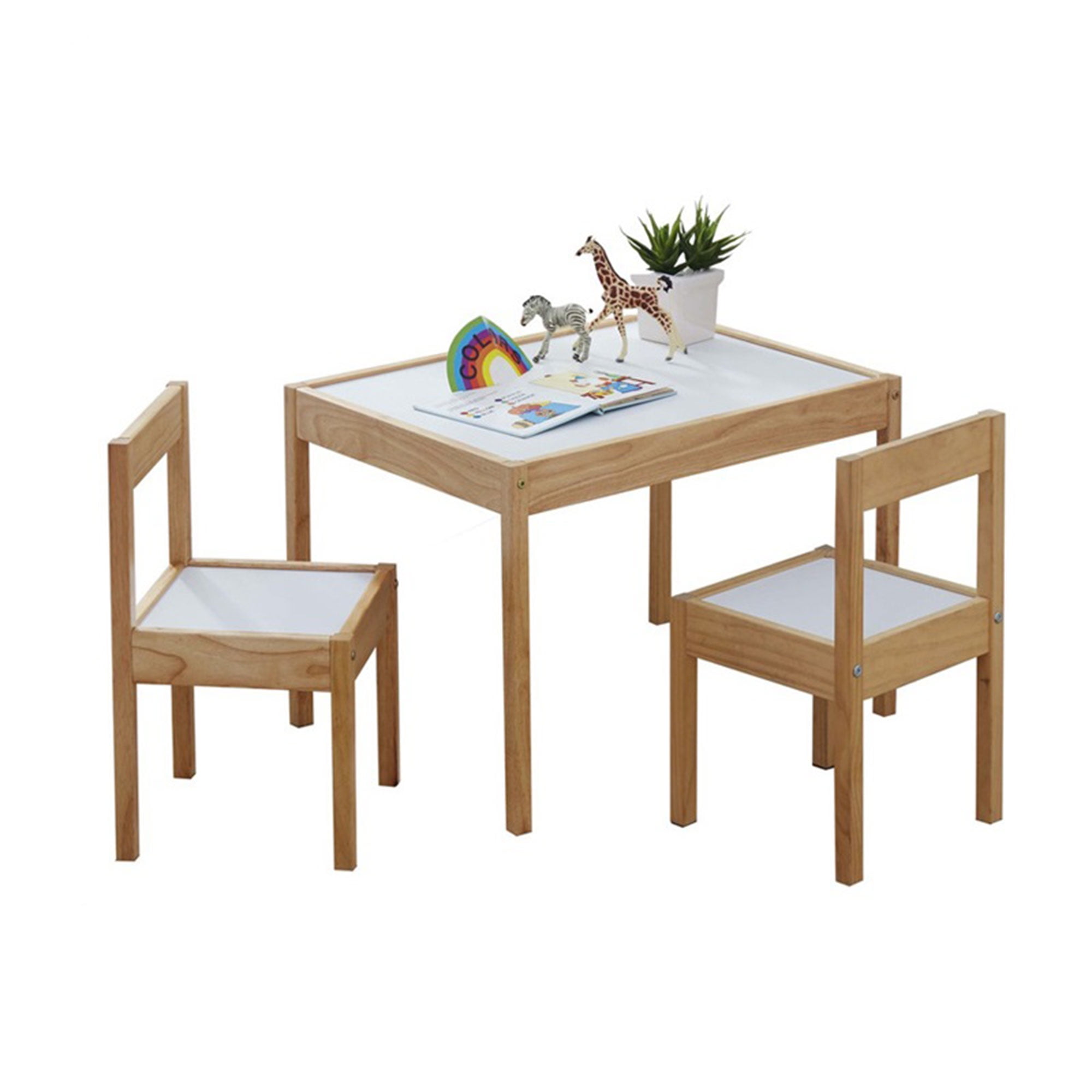 Click here for Pj Wood 3 Piece Table And Chairs Set W/Natural Fin... prices